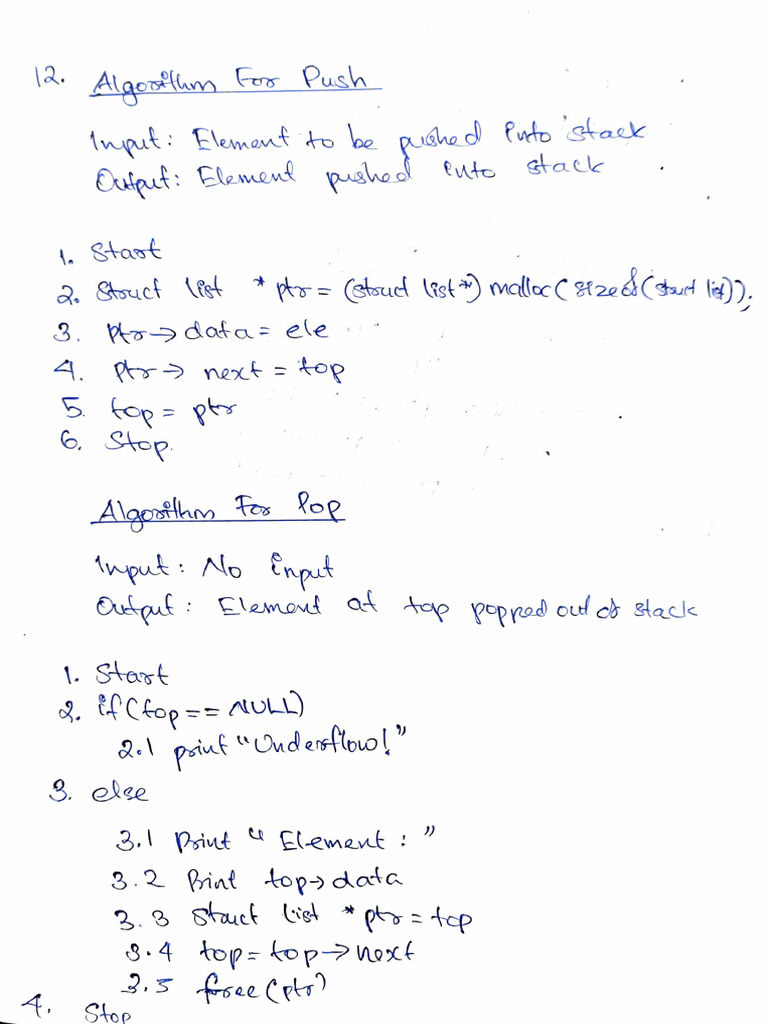 Algorithm for Stack Operations | PDF