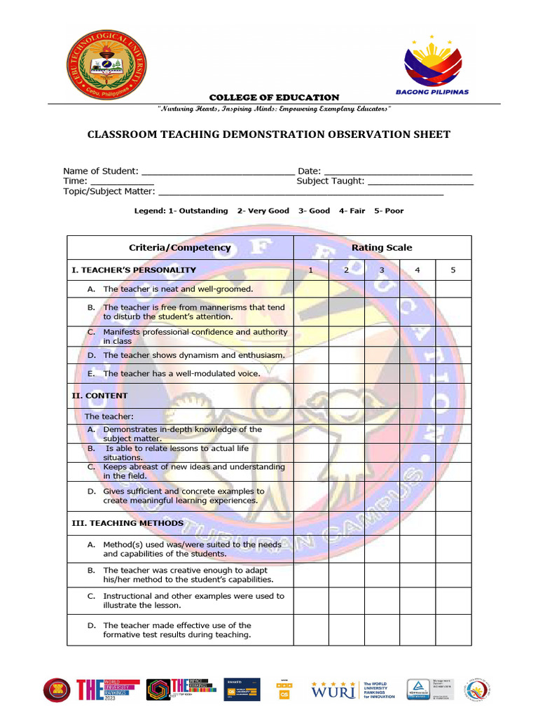 Demo-Observation-Sheet (1) | PDF | Teachers | Learning