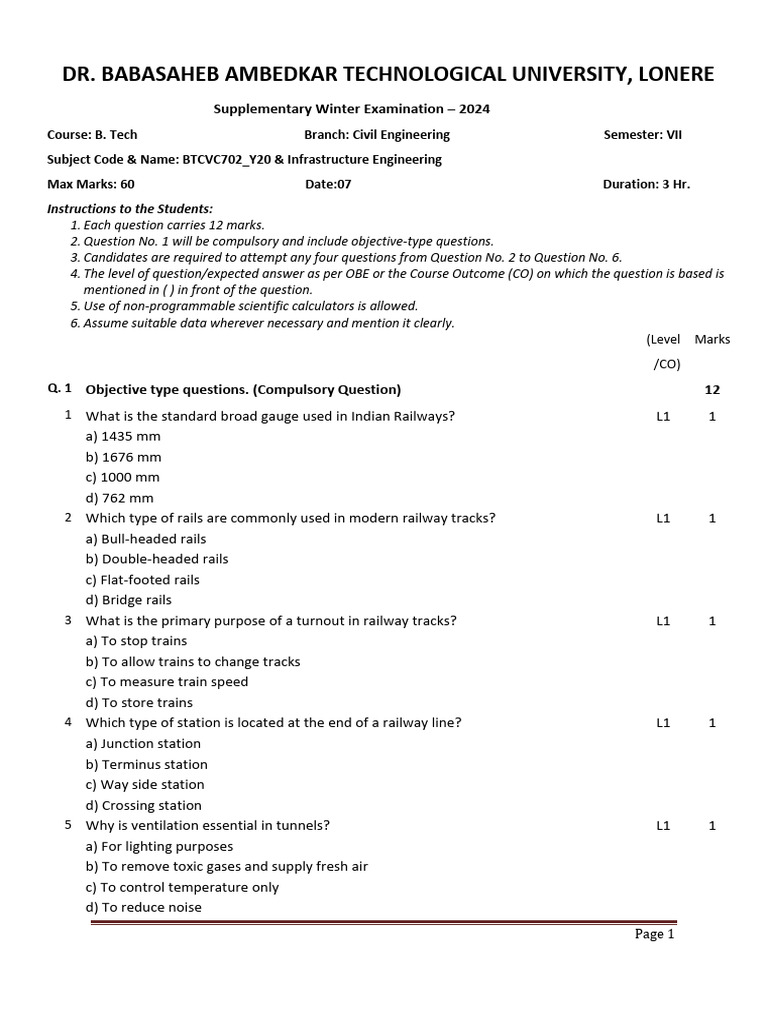 BTCVC702 - Y20 - Infrastructure Engineering | PDF | Tunnel | Rail Transport
