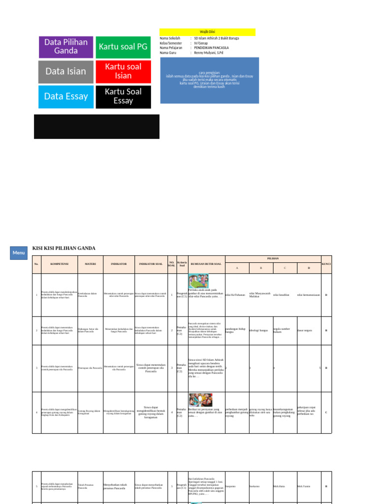 KISI-KISI ASAS GANJIL 2024 | PDF