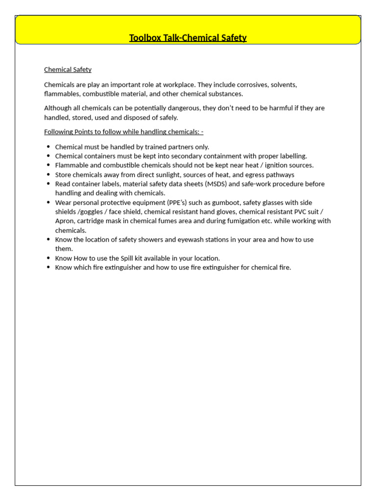 TBT Chemical Safety FY24 | PDF