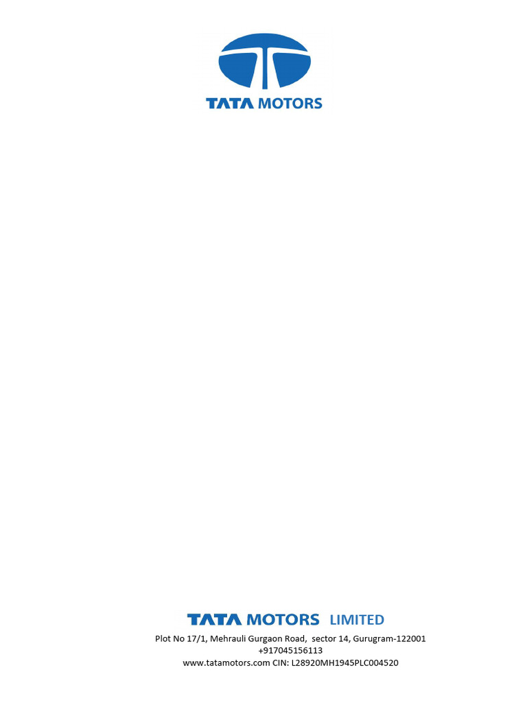 Tata Motors Letterhead Details | PDF