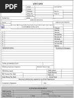Vehicle Service Job Card Template | PDF