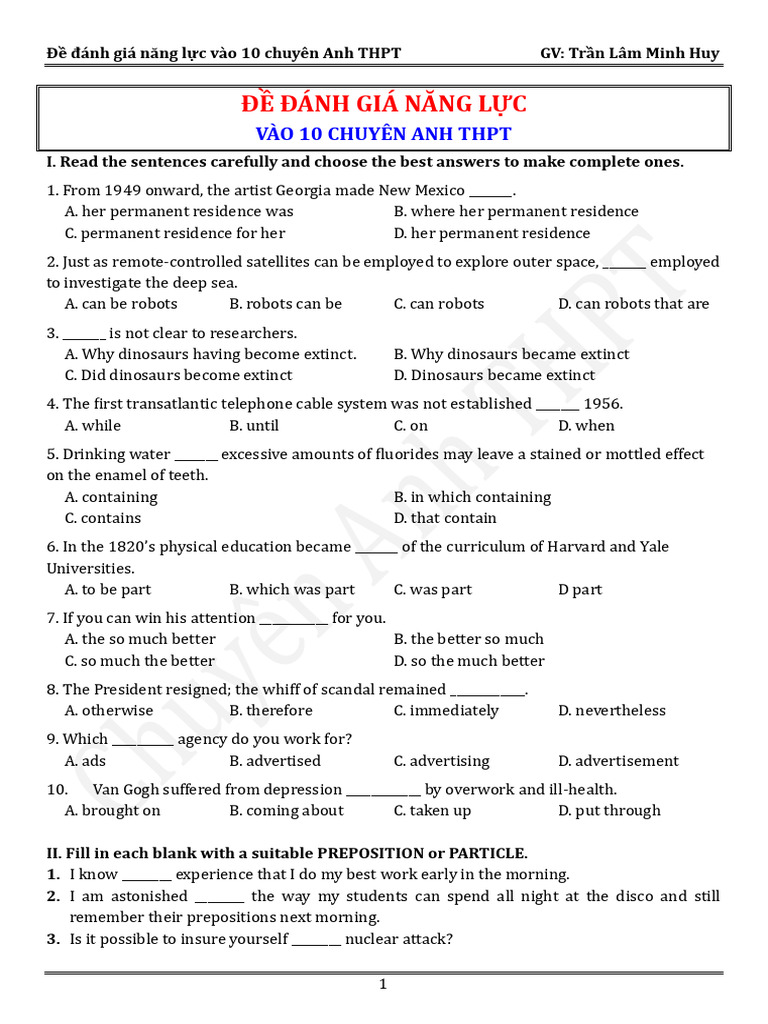 CA9-HSG9 ĐỀ ĐÁNH GIÁ NĂNG LỰC (30P) | PDF