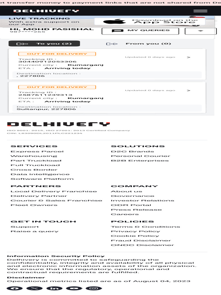 Delhivery Tracking | PDF