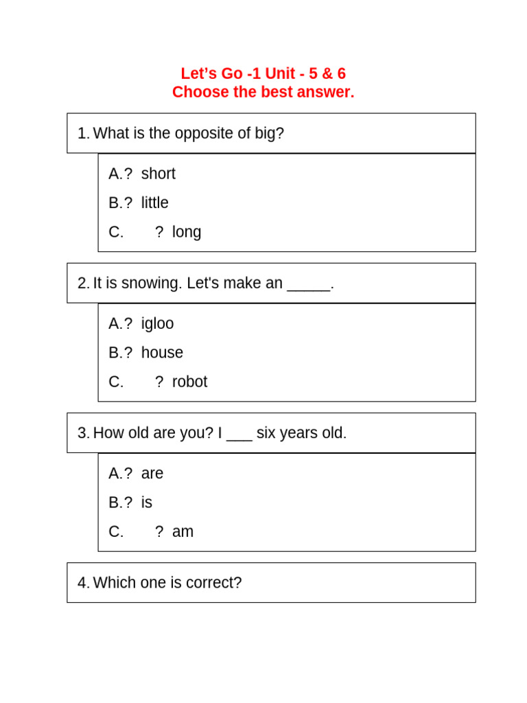 Let's Go 1 Unit 5 & 6 | PDF