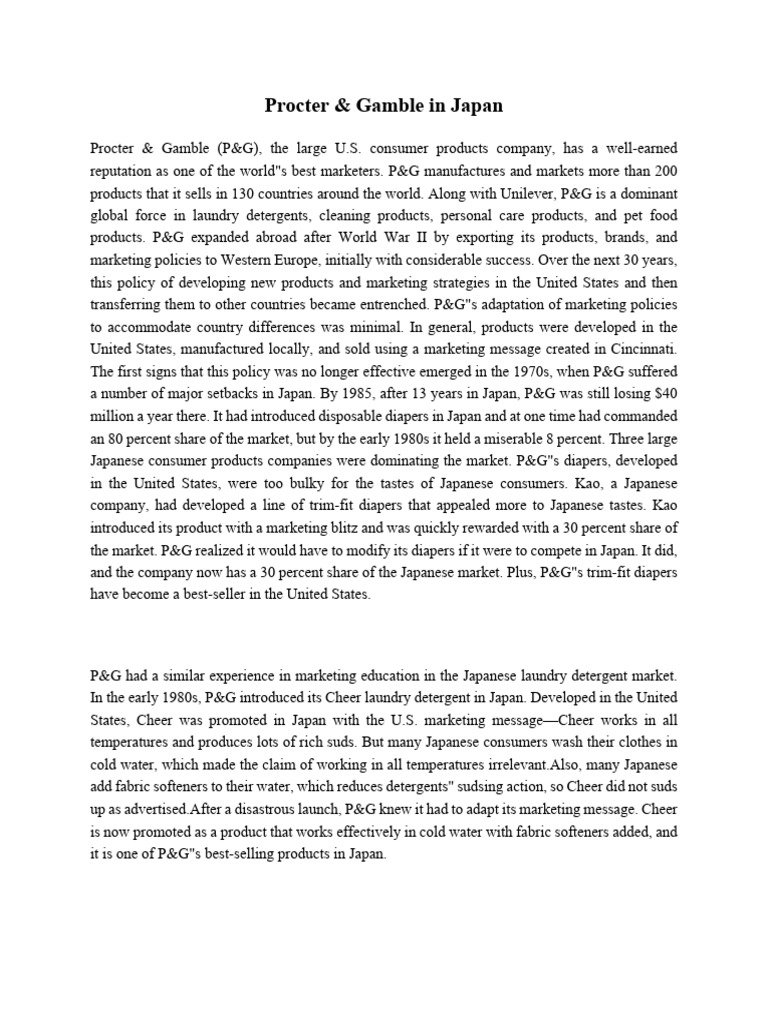 P&G in Japan | PDF | Procter & Gamble