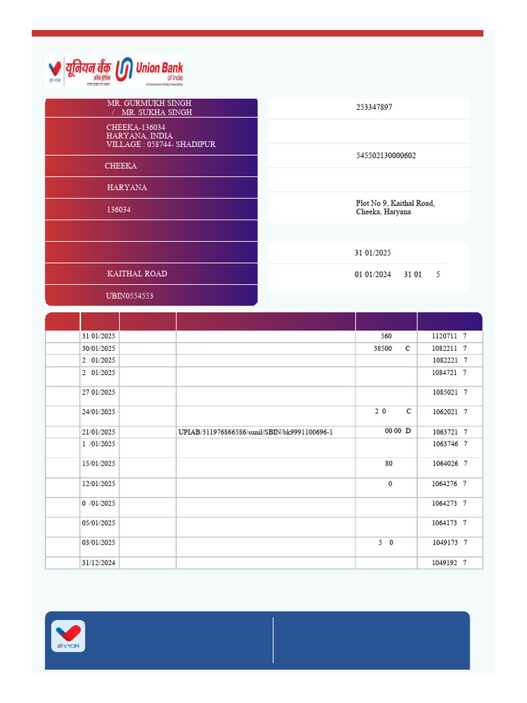 Savings Account Statement for Mr. Singh | PDF | Personal Finance | Banking