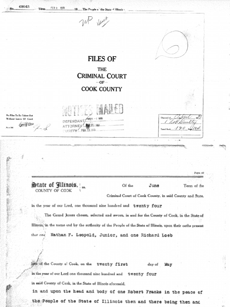 Grand Jury Leopold Loeb Clerk Cook County Court | PDF