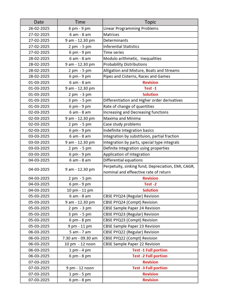 AM_Schedule_VSV_2025 | PDF | Integral | Derivative