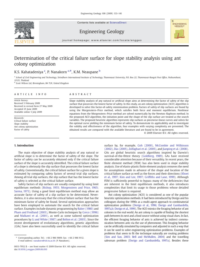 Determination of The Critical Failure Surface For Slope Stability ...