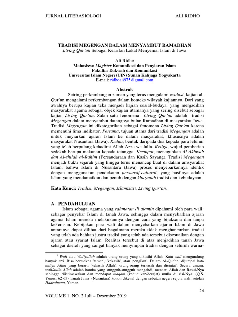 Tradisi Megengan Dalam Menyambut Ramadha 7aa445b2 | PDF