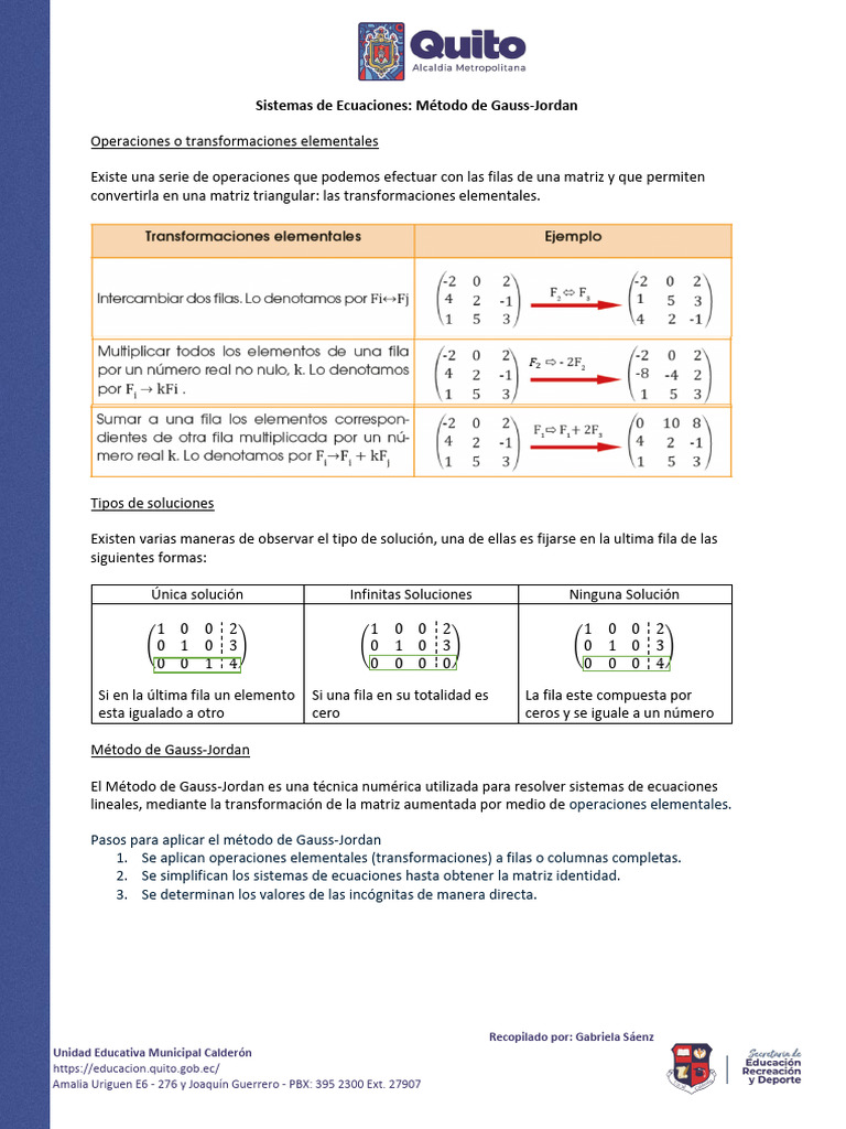 Método de Gauss-Jordan | PDF | Ecuaciones | Algoritmos