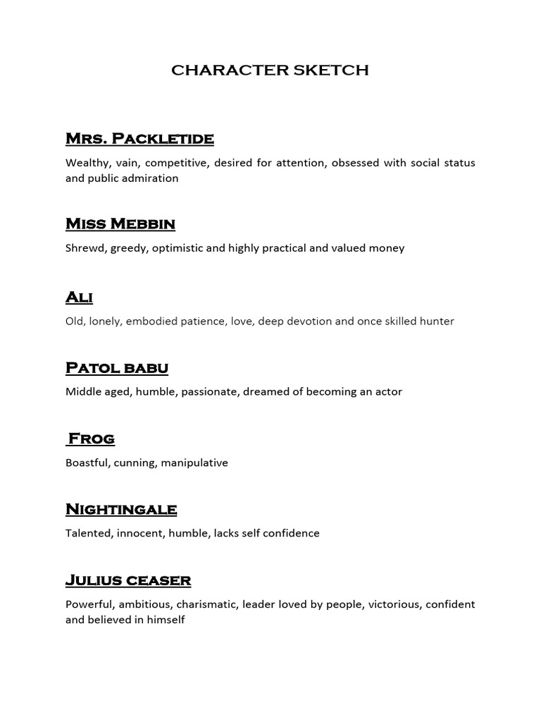 Character Sketches of Notable Figures | PDF