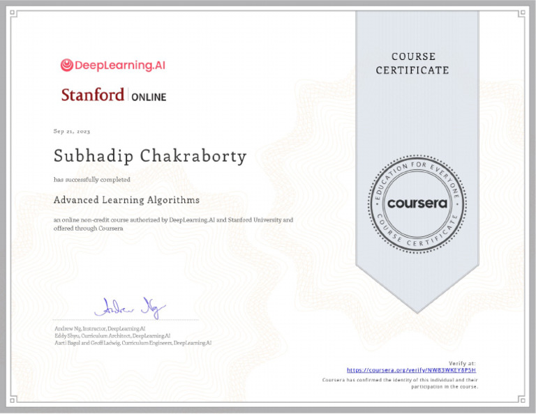 ADV. LEARNING_ALGO._CERTIFICATE | PDF