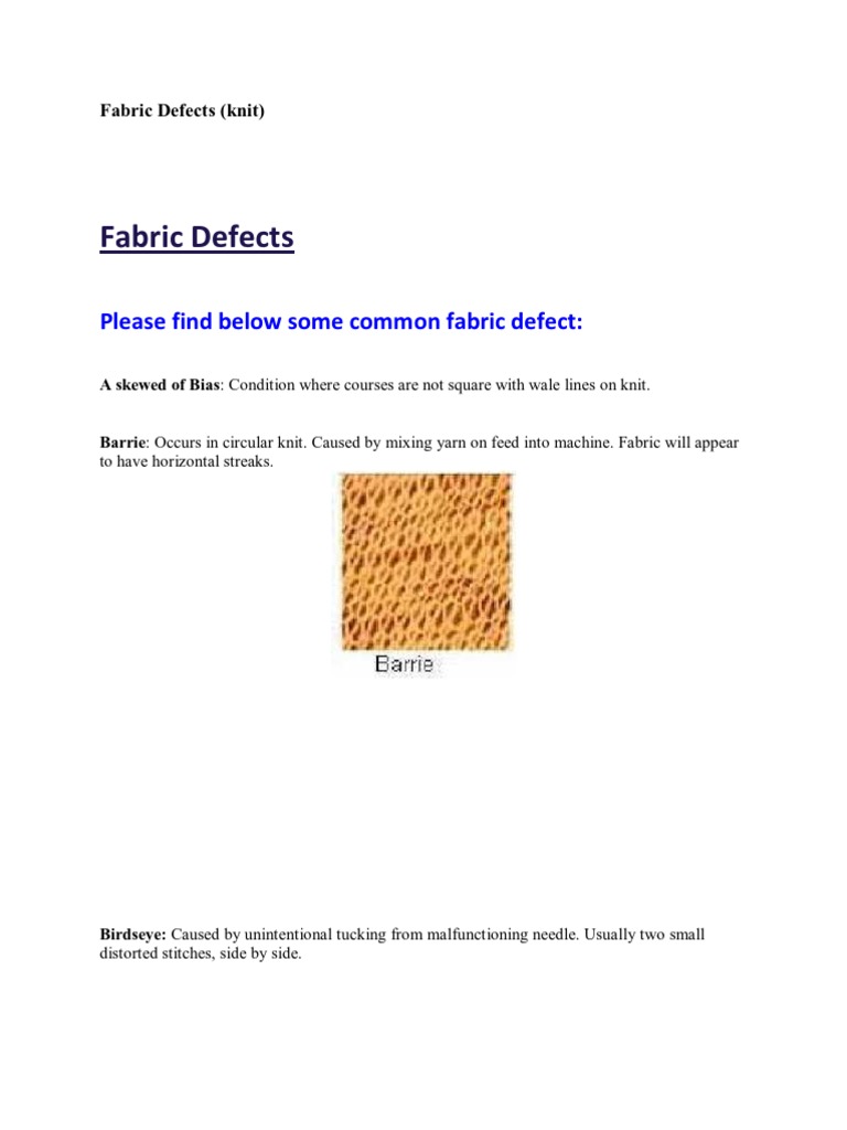 Fabric Defects | PDF | Home & Garden