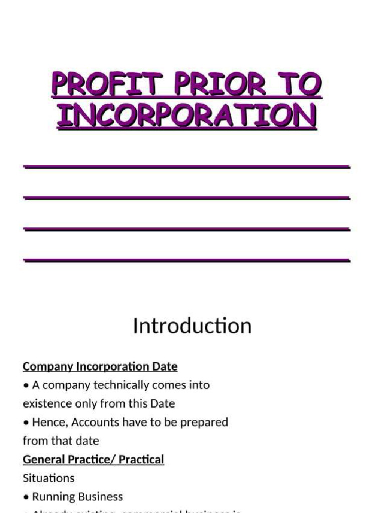 Profit Prior Incorporation UNIT II | PDF