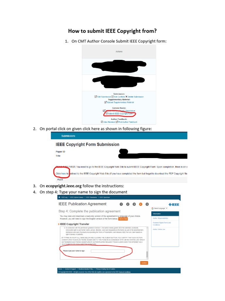 Submitting IEEE Copyright Form Guide | PDF