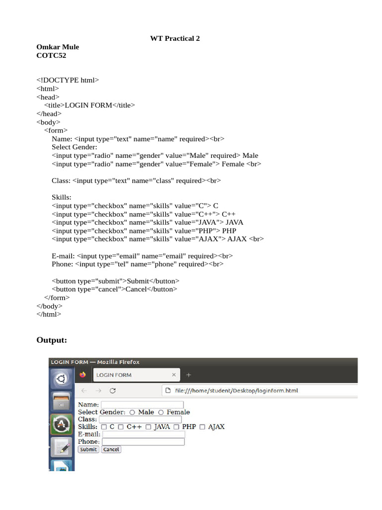 WT Practical 2 Omkar Mule COTC52: Output | PDF