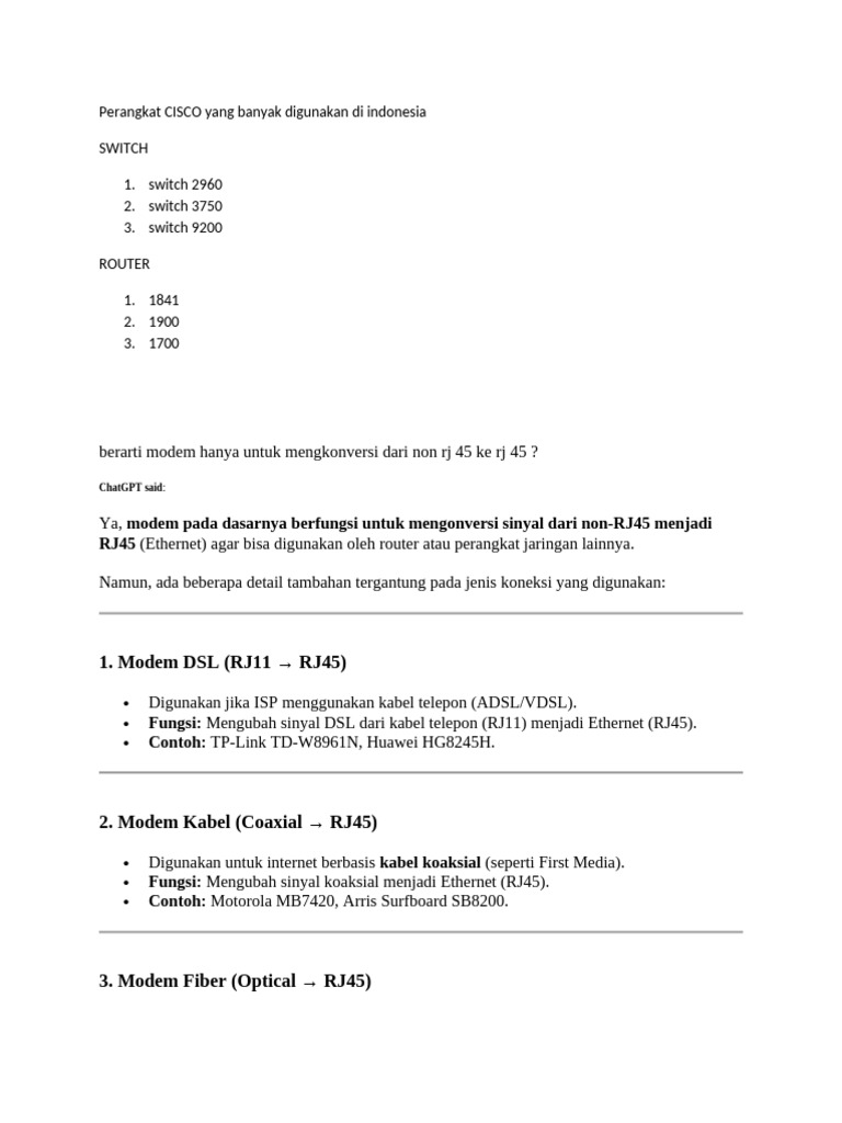 Panduan Modem dan Router CISCO | PDF