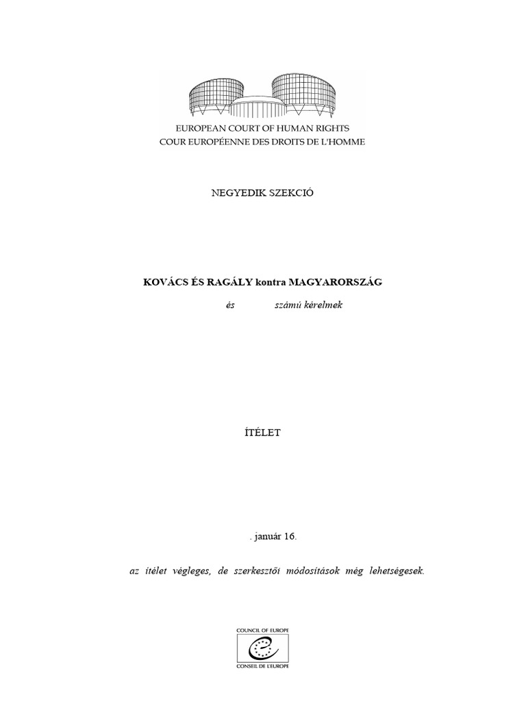 Kov Cs S Rag Ly Kontra Magyarorsz G | PDF