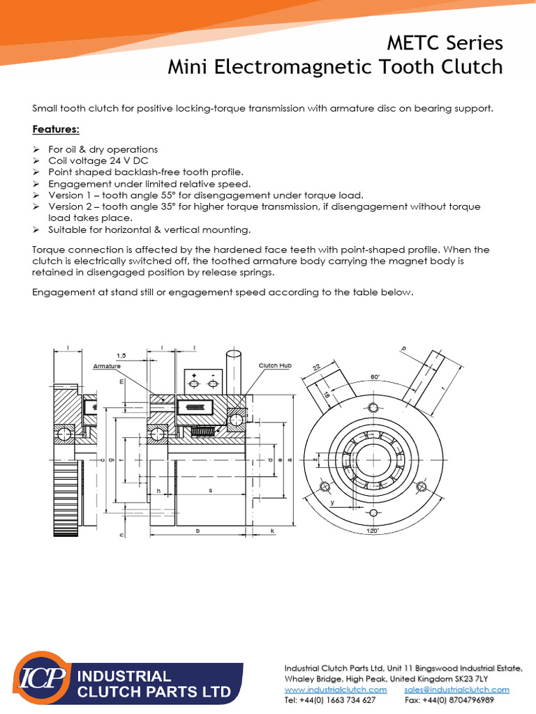 METC Mini Electromagnetic Clutch | PDF | Clutch | Manufactured Goods
