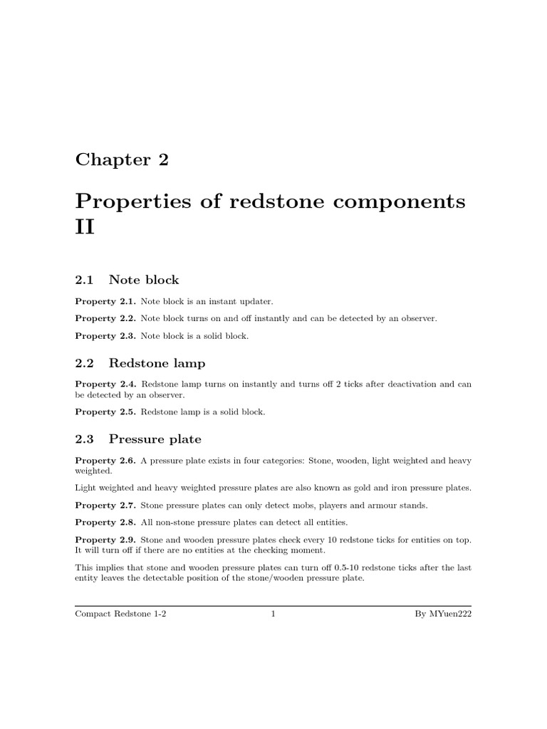Compact Redstone Course Content 1-2 | PDF