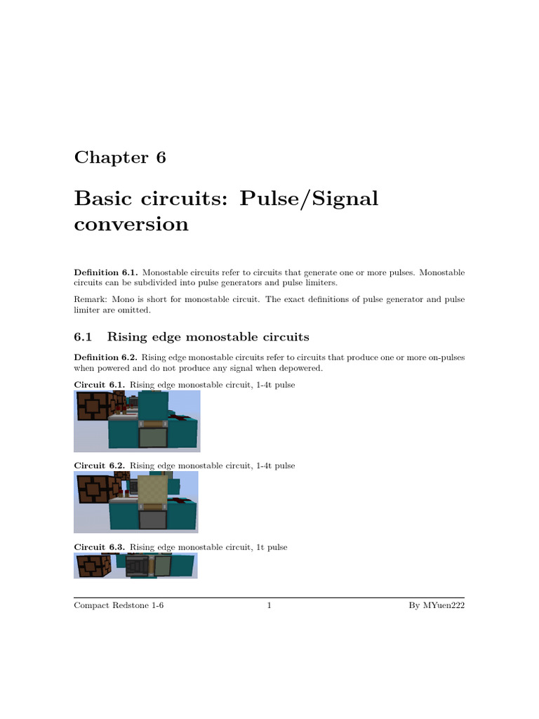 Compact Redstone Course Content 1-6 | PDF | Electricity | Electronic ...