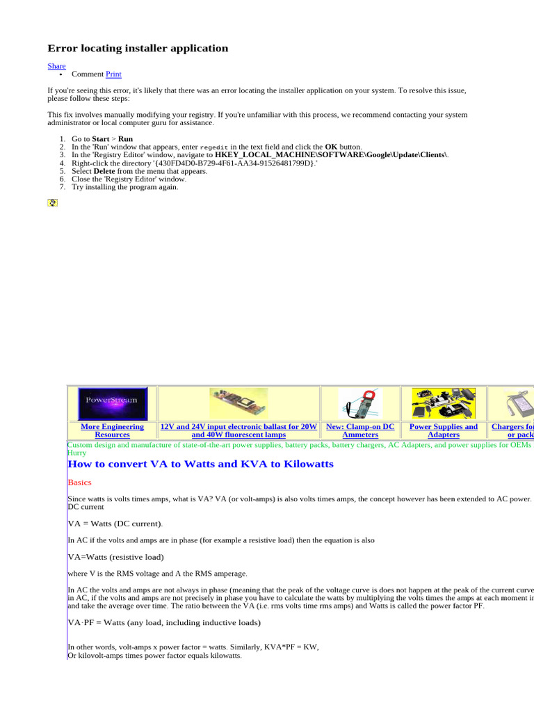 Converting Amps, Watts, and KVA | PDF | Root Mean Square | Power Supply