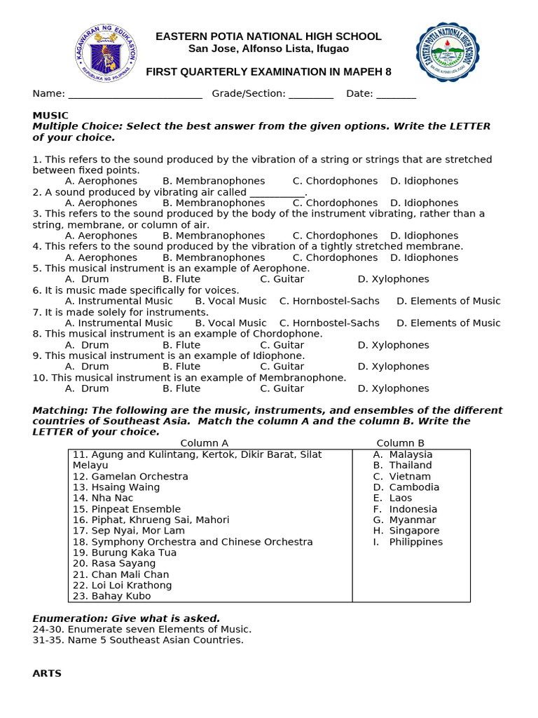 FIRST QUARTER IN MAPEH 8 | PDF | Gender | Gender Studies
