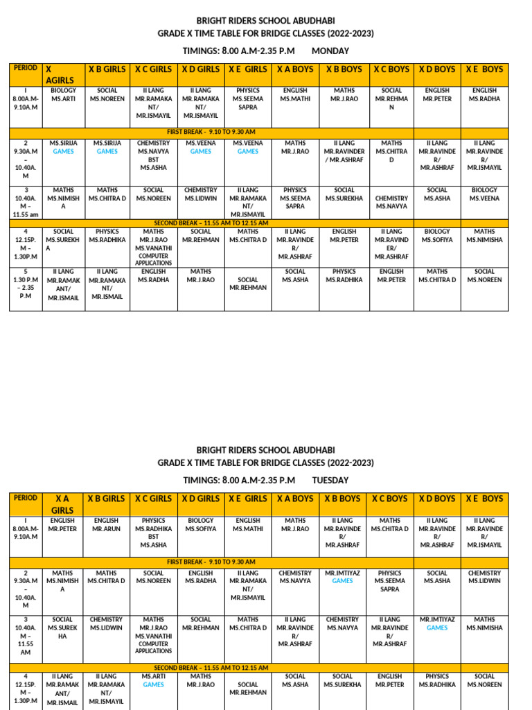 GR 10 - Foundation Classes TT - 2022-23 | PDF | Physical Sciences | Natural Sciences