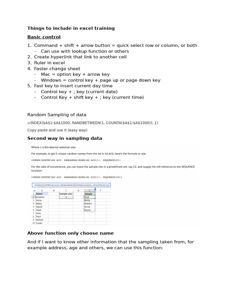 Excel Training Function | PDF