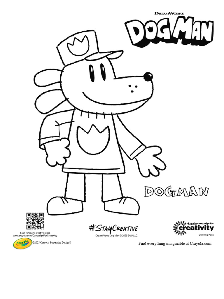 Dog Man Coloring Page For Kids | PDF