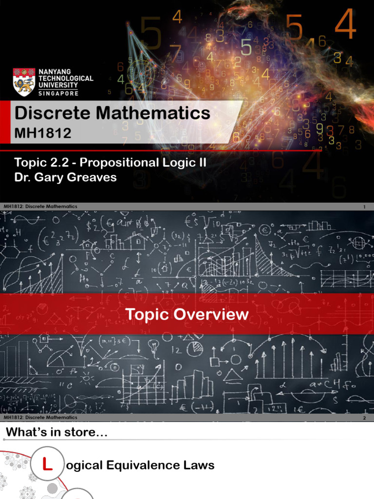 [MH1812] - Topic 2.2 Propositional Logic II (Lesson Handout) | PDF | Theorem | Logic