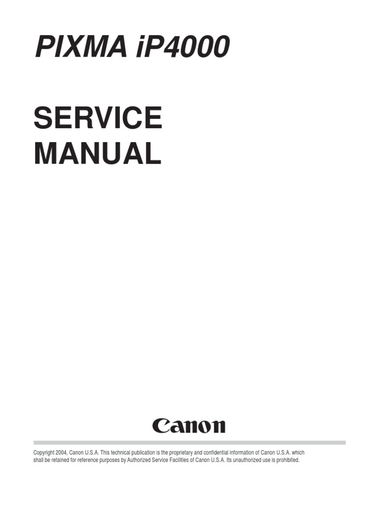 Canon Pixma Ip4000 Service Manual | PDF | Printer (Computing) | Paper