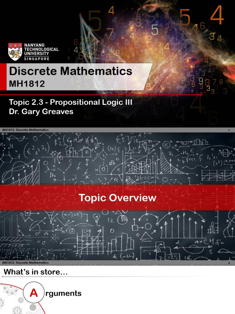 (MH1812) - Topic 2.3 Propositional Logic III (Lesson Handout) | PDF | Argument | Logical Consequence