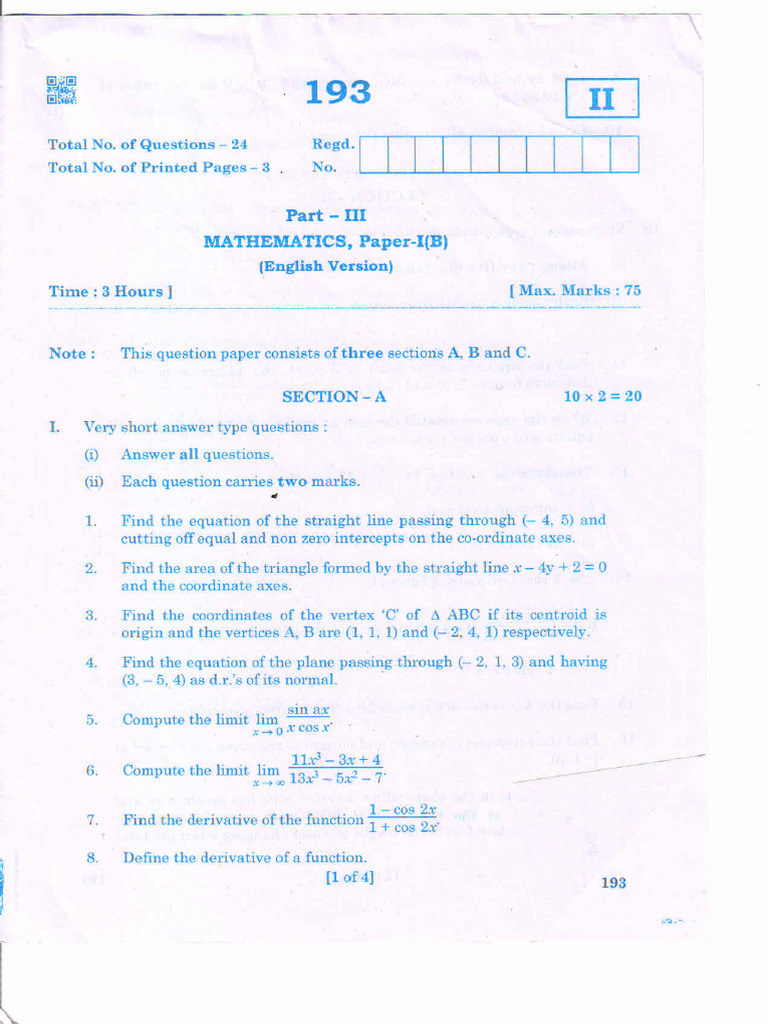 Maths Ib (Em) | PDF