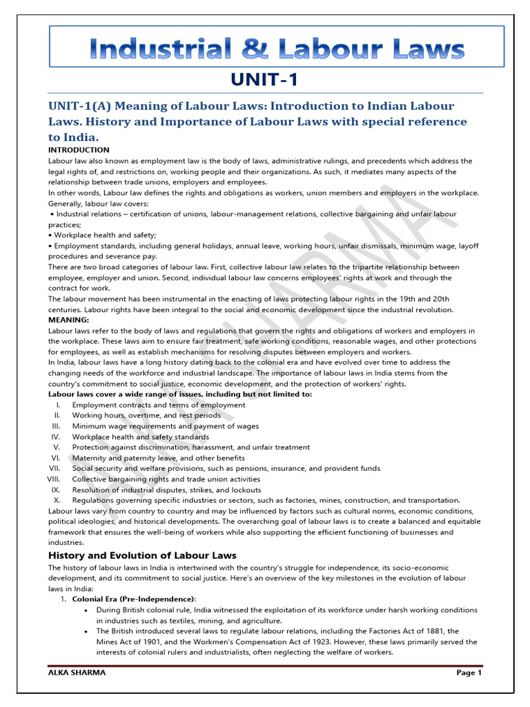 Industrial & Labour Laws | PDF | Labour Law | International Labour Organization