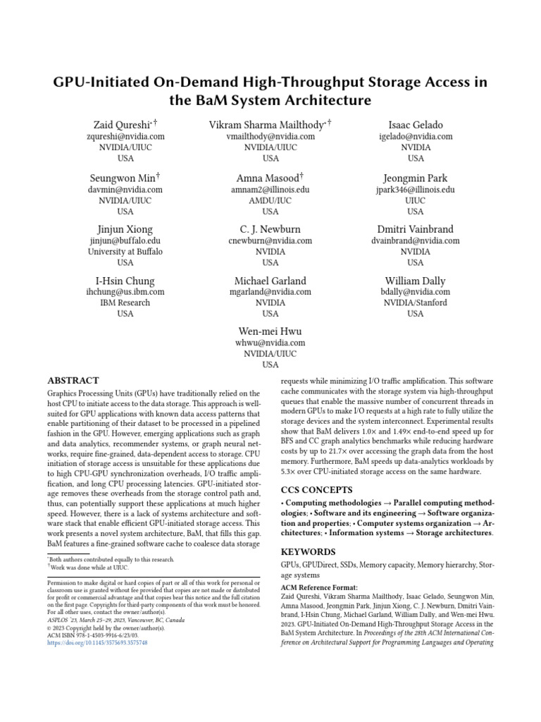Gpu-Initiated On-Demand High-Throughput Storage Access in The Bam System Architecture | PDF ...