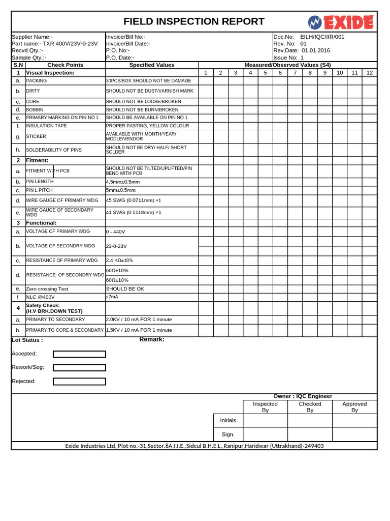 Feild Inspection ETR 8SNW | PDF | Printed Circuit Board | Electrical Components