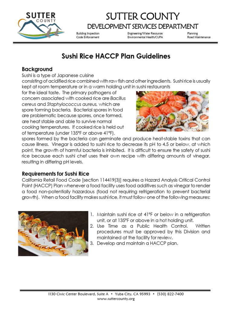 Sushi_Rice_HACCP_Plan_Guidelines_1740488127 | PDF | Sushi | Hazard ...
