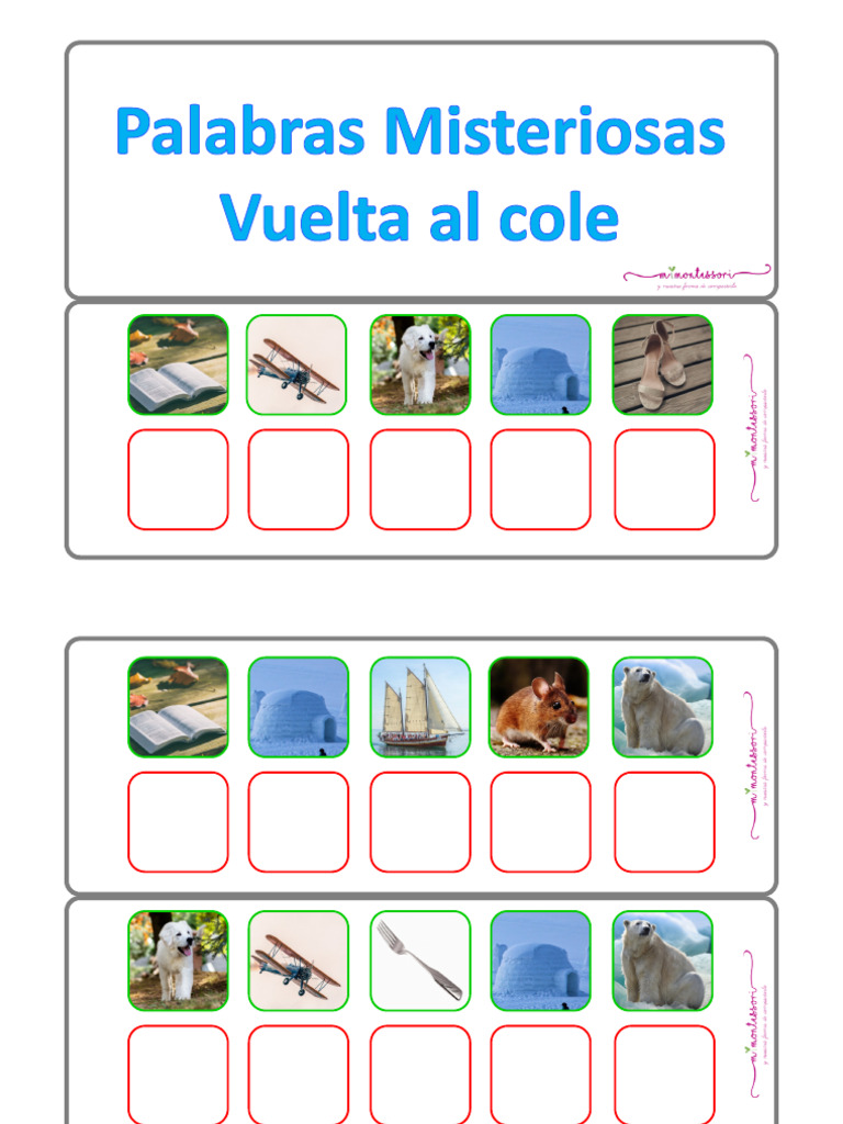 Palabras Misteriosas Vuelta Al Cole | PDF