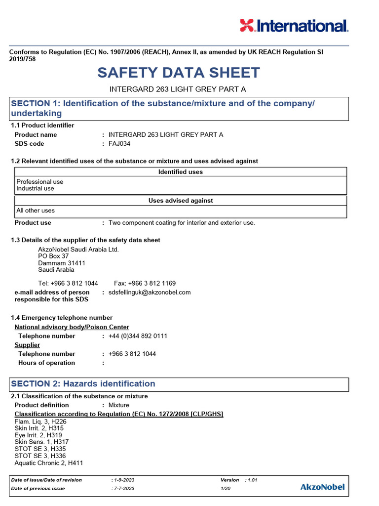 Yi GB en Faj034 Intergard 263 Light Grey Part A M03P | PDF | Chemistry