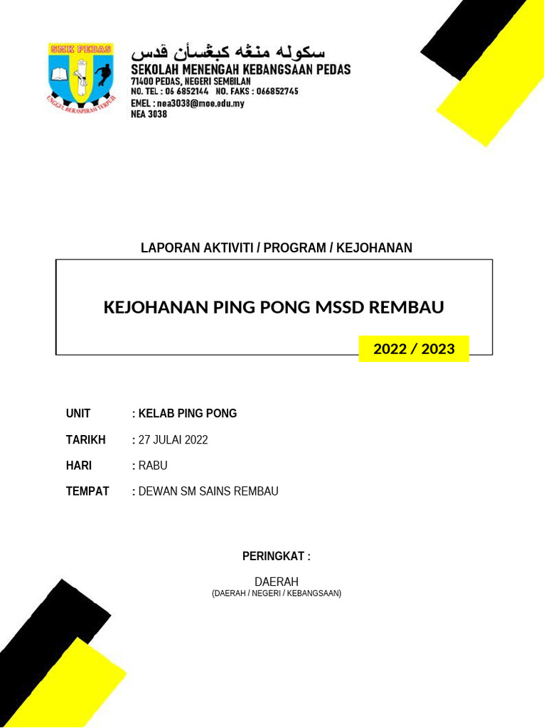 Format Laporan Aktiviti Program 2022 | PDF