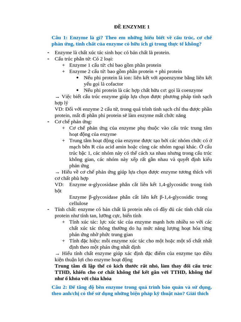 Ôn CK Enzyme | PDF