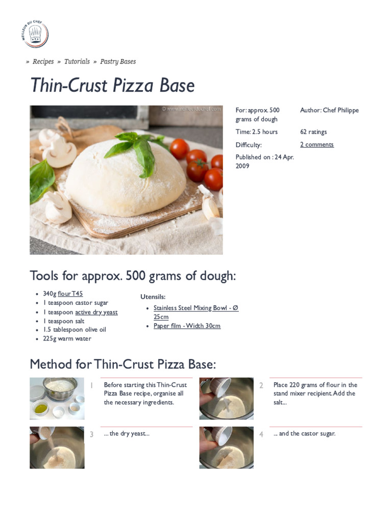 Thin-Crust Pizza Base - Our Recipe With Photos - Meilleur Du Chef | PDF ...