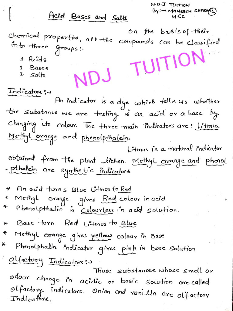 acids bases and salt notes | PDF
