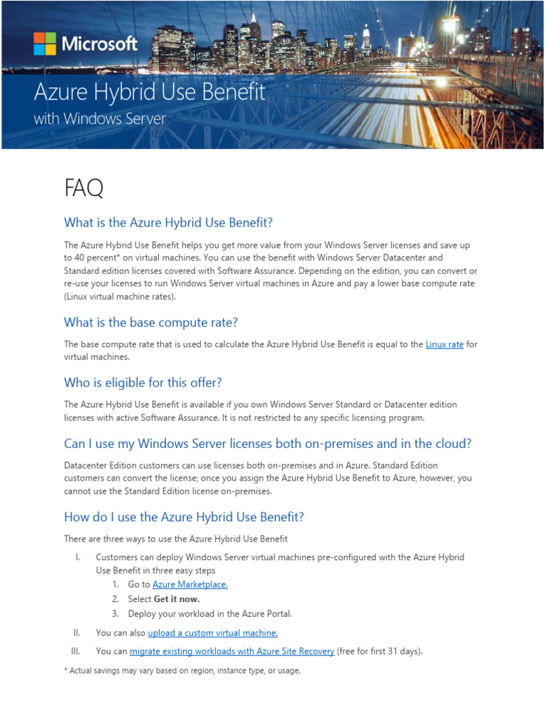 Windows Server Azure Hybrid Use FAQ EN US | PDF | Microsoft Azure ...