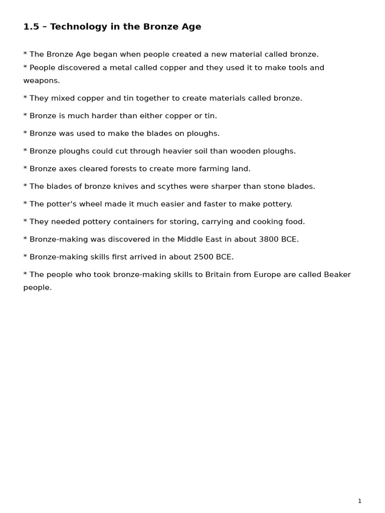 Bronze Age Technology Innovations | PDF