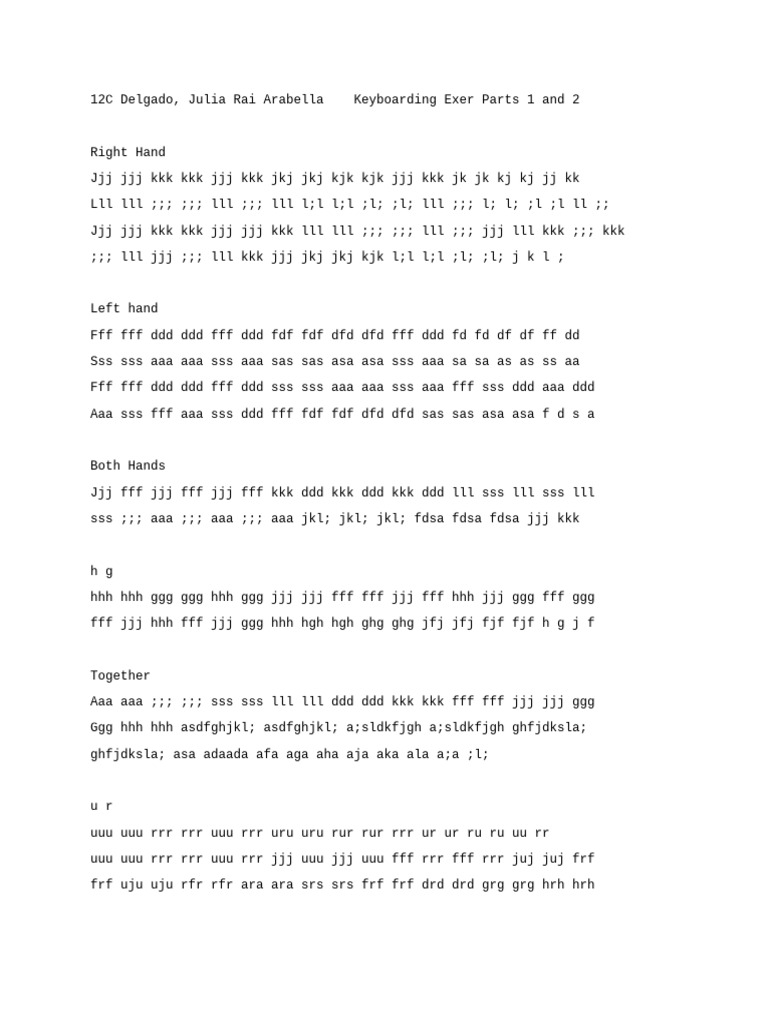 12C Delgado Julia Rai Arabella Keyboard exer parts 1 and 2 | PDF